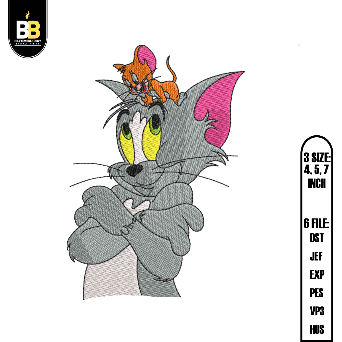 Cartoon Tom and Jerry Embroidery, Cartoon Embroidery, Embroi | Inspire ...