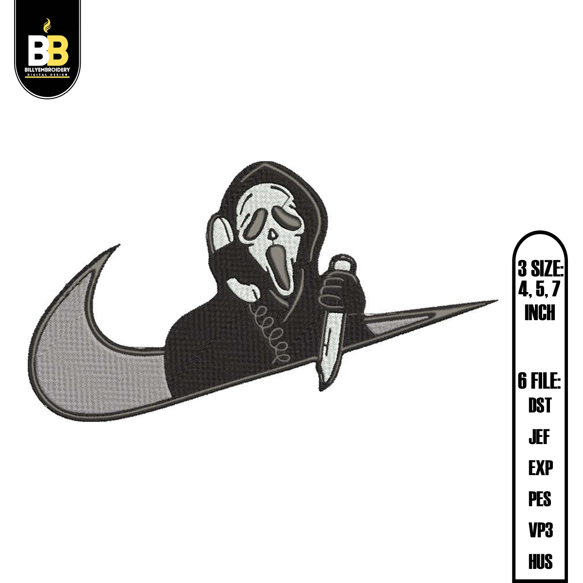 Nike x Scream Ghost Face Embroidery Machine Designs | Inspire Uplift