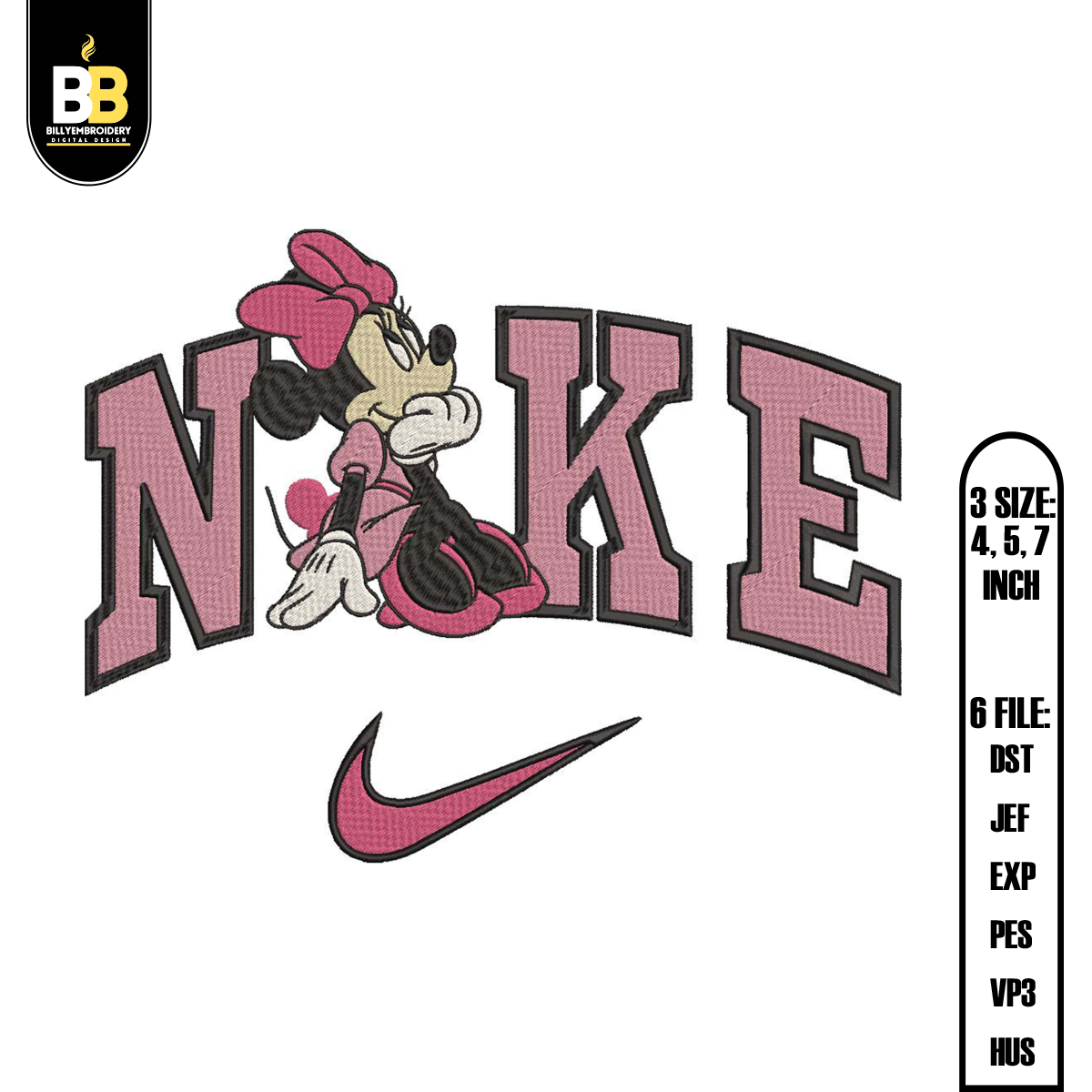 Nike Minnie Mouse Embroidery Designs, Nike Disney Embroidery - Inspire ...