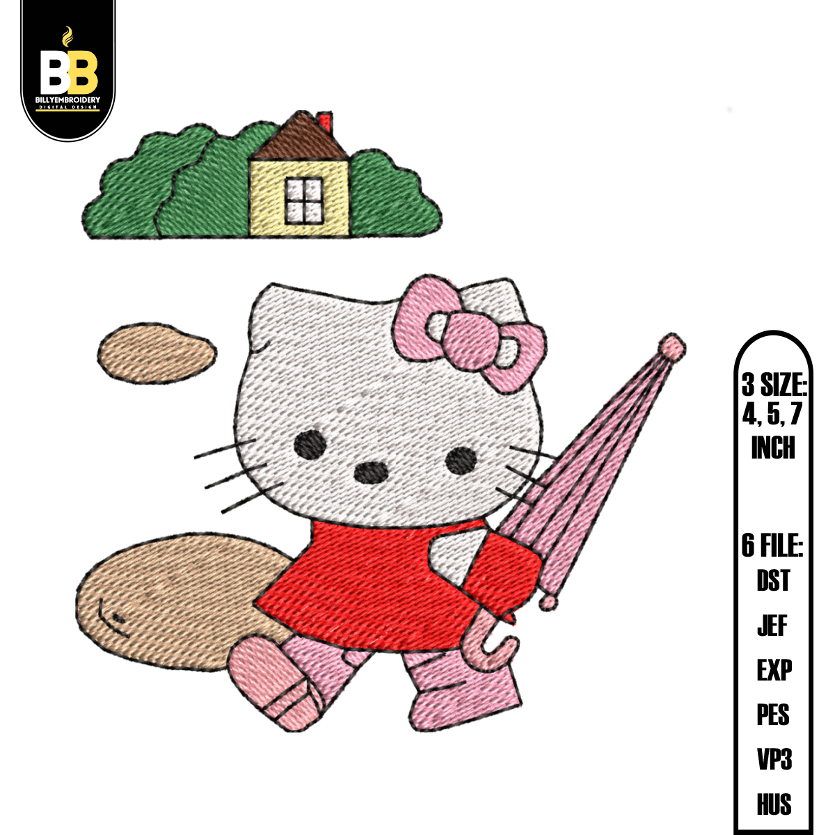 Hello Kitty Raining Day Embroidery, Embroidery Design,Digita | Inspire ...