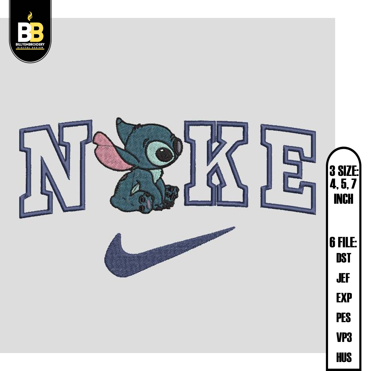 Nike Stitch Blue v3, Embroidery File, Embroidery Design | Inspire Uplift