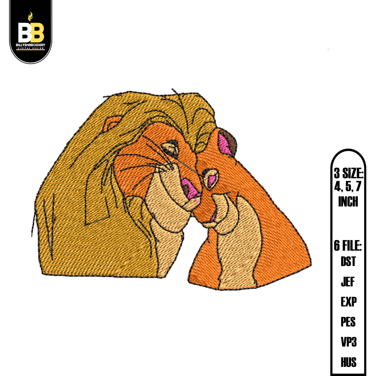 The Lion King Simba and Nala Embroidery, Embroidery Machine | Inspire ...