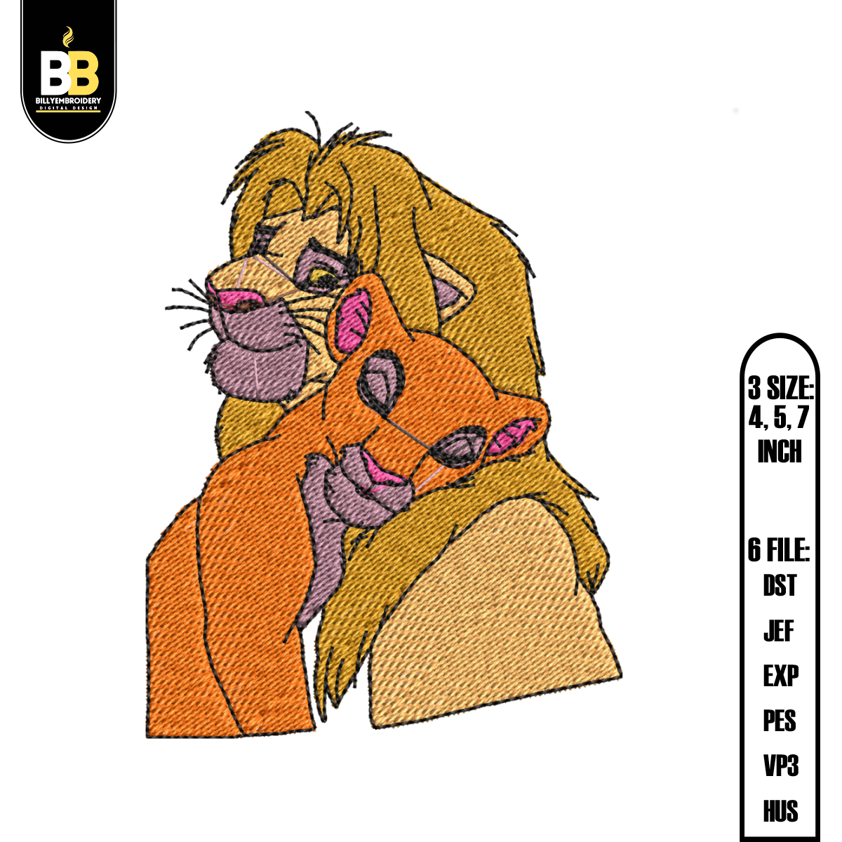 The Lion King Simba Nala Embroidery Design, Embroidery Machi | Inspire ...