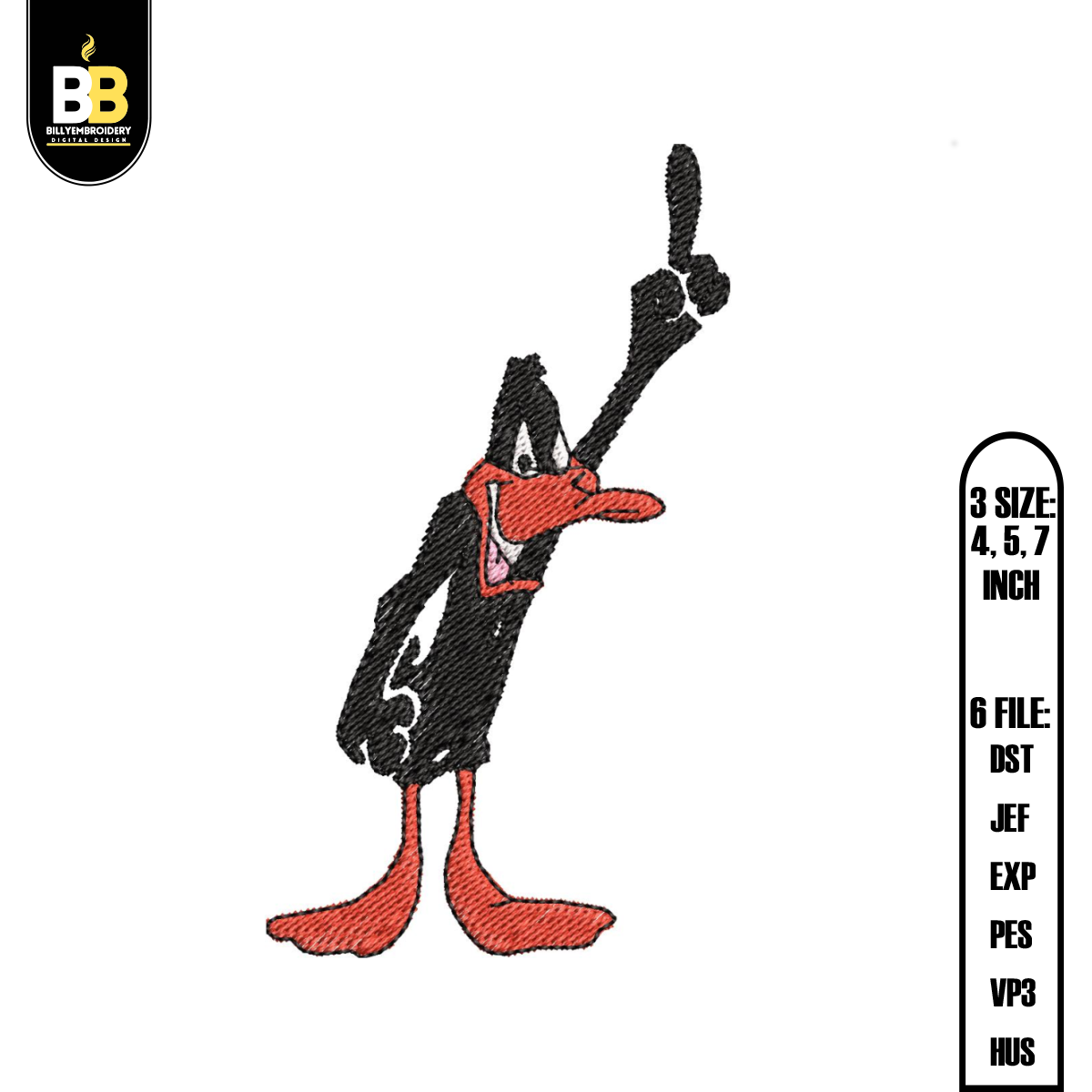 Daffy Duck Getting Mad Embroidery, Embroidery Design,Digital | Inspire ...