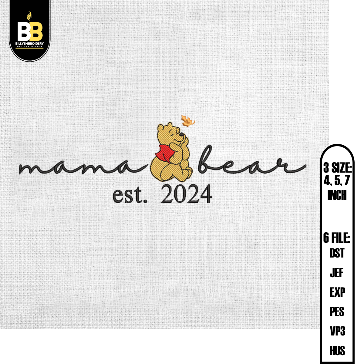 Mama Winnie The Pooh Bear Est 2024 Embroidery ,Embroidery Fi | Inspire ...