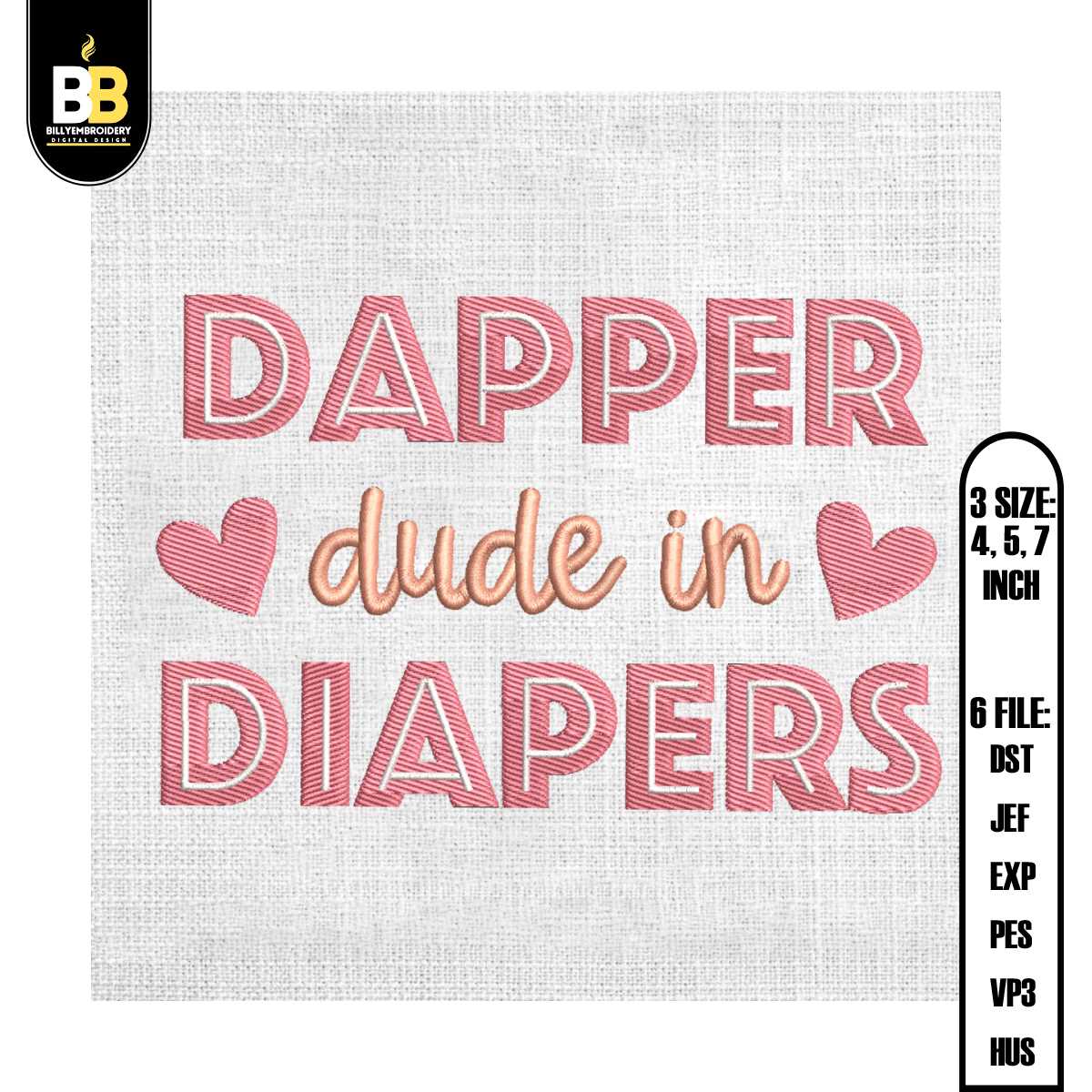 Dapper Dude In Diapers Embroidery | Inspire Uplift