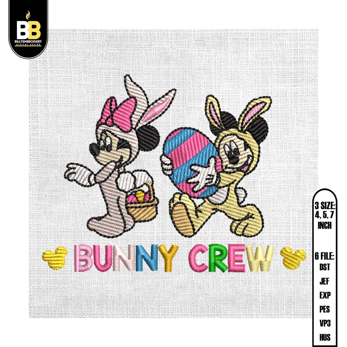Bunny Crew Mickey And Minnie Easter Eggs Embroidery | Inspire Uplift