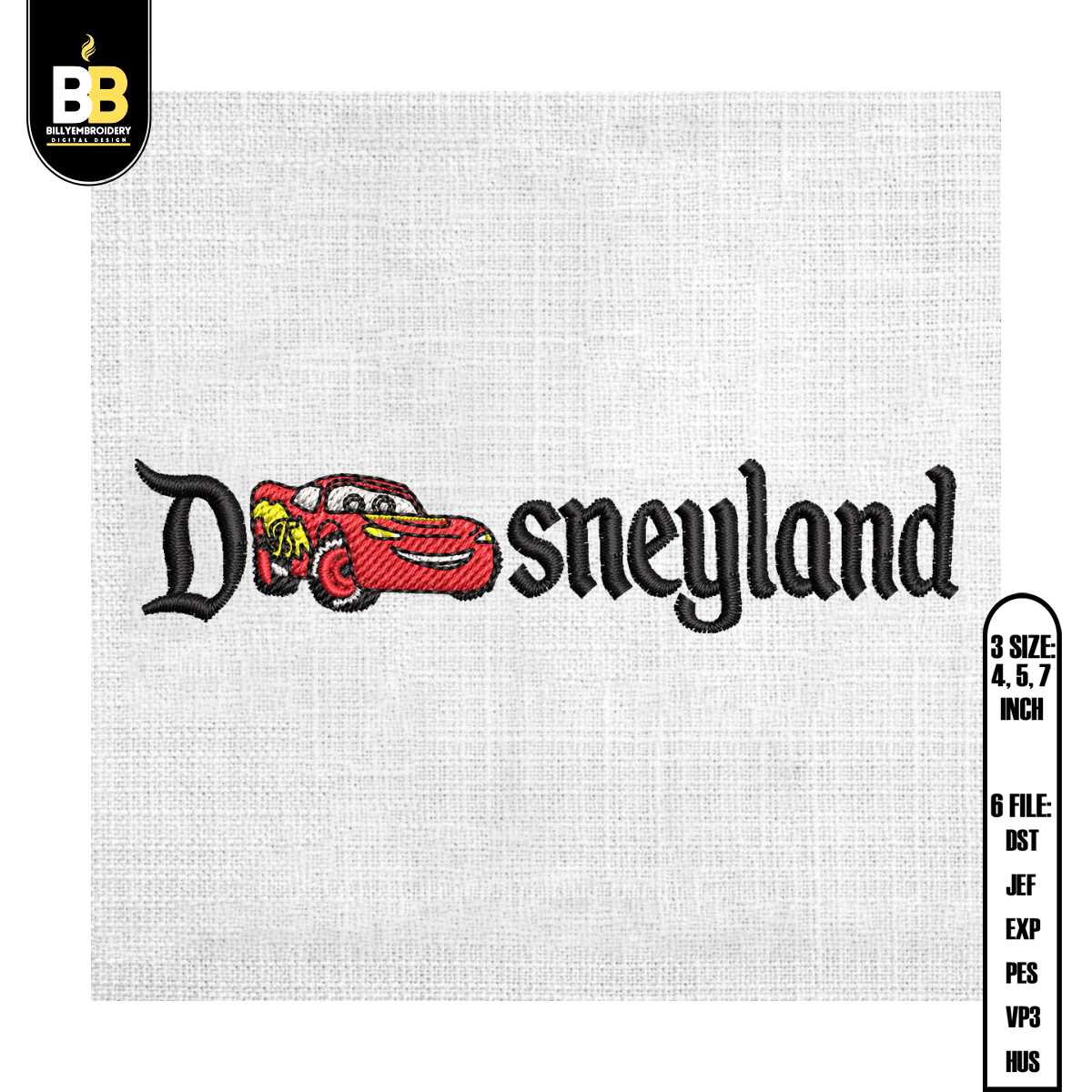 Disneyland Pixar Cars Lightning McQueen Embroidery Design | Inspire Uplift