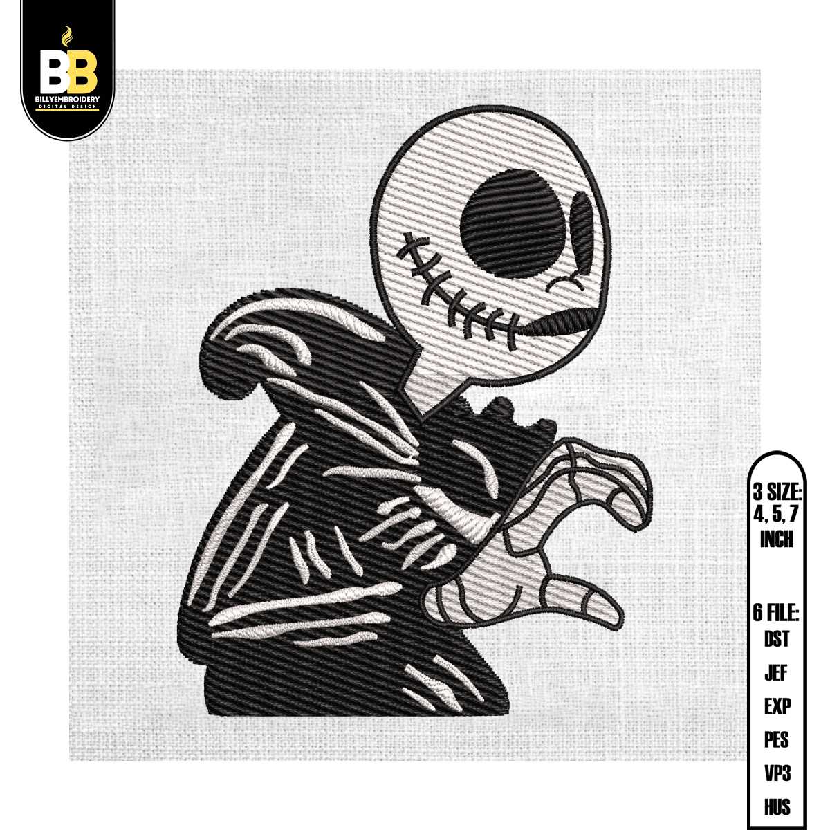 Jack Skellington Couple Heart Hand Embroidery | Inspire Uplift