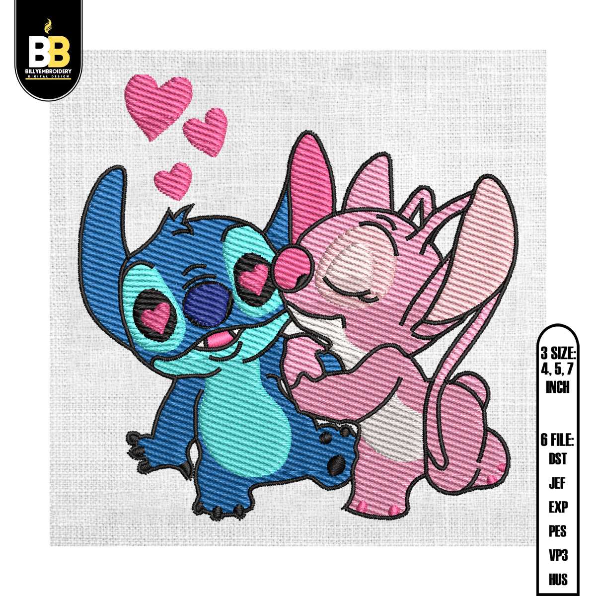 Valentine Day Couple Love Kiss Stitch Angel Embroidery | Inspire Uplift