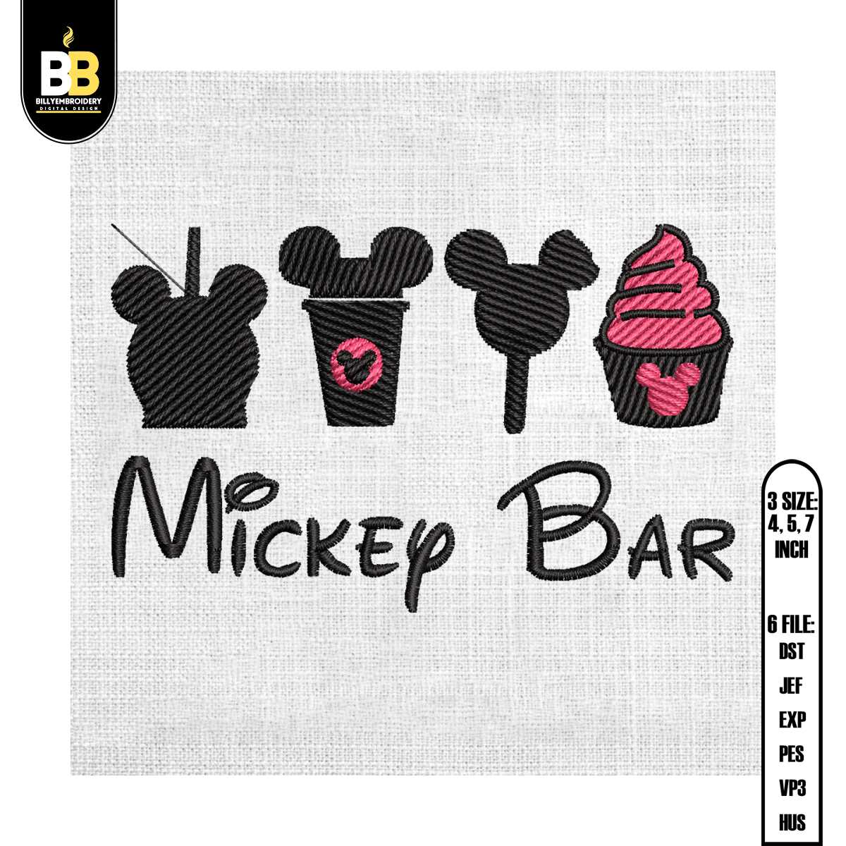 Mickey Bar Disney Snacking Tour Design Embroidery | Inspire Uplift