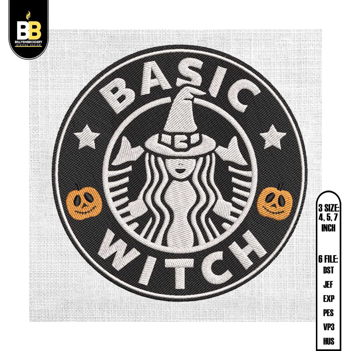 Basic Witch Halloween Starbucks Coffee Logo Embroidery | Inspire Uplift