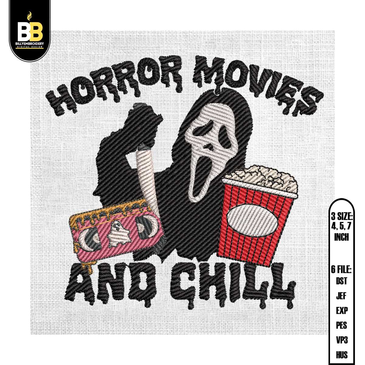 Horror Movie And Chill Scream Ghostface Embroidery | Inspire Uplift
