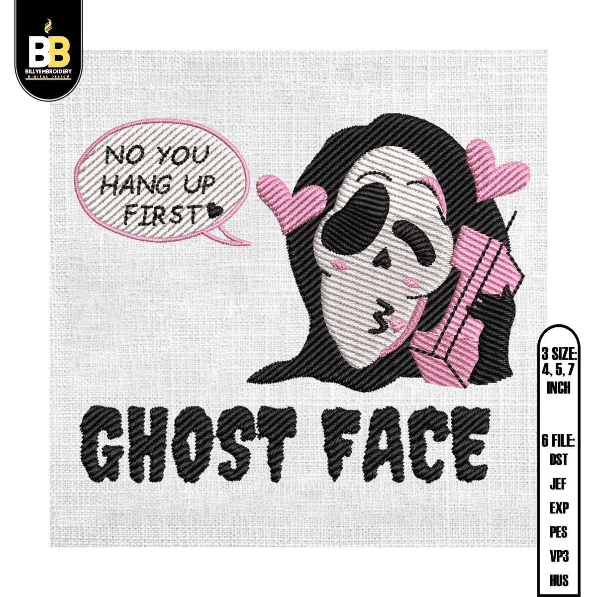 No You Hang Up First Ghostface In Love Embroidery | Inspire Uplift