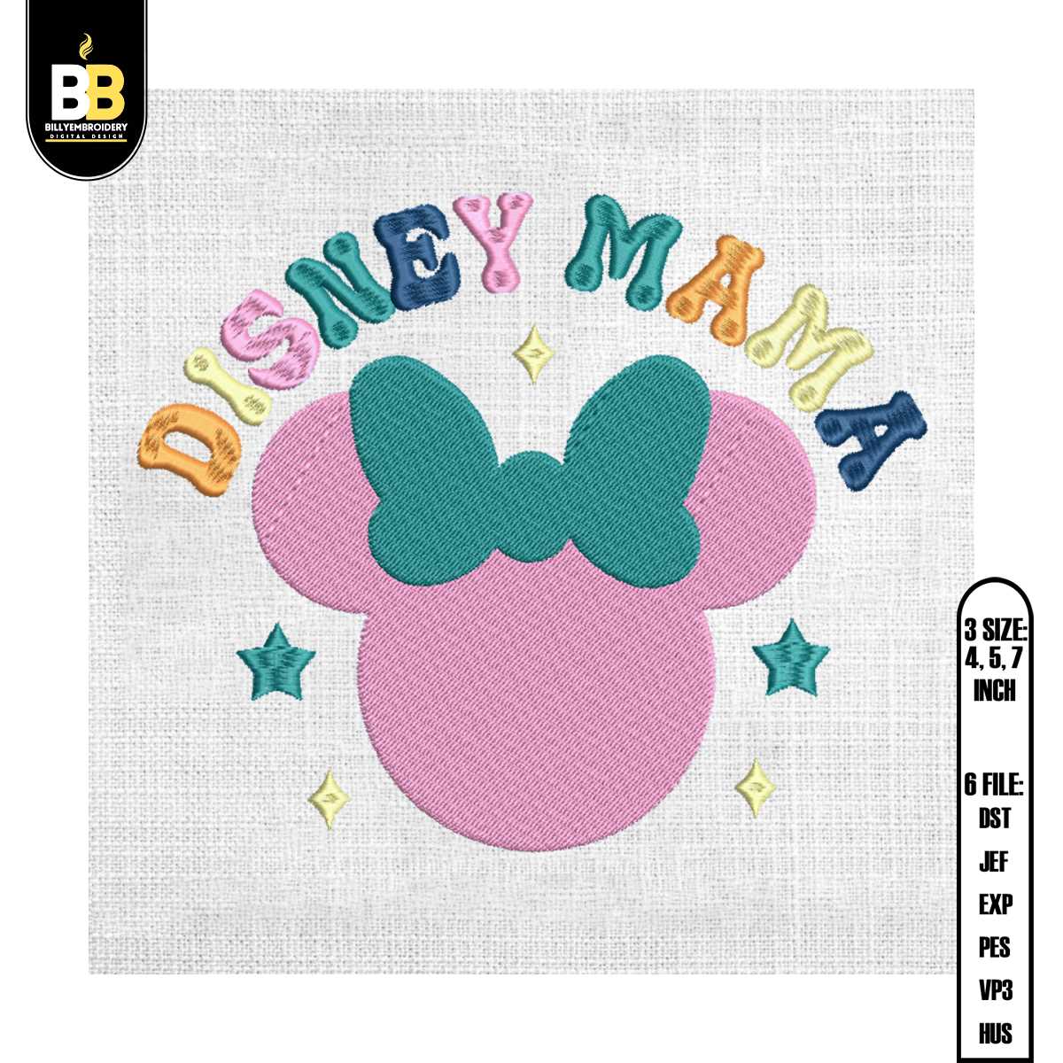 Disney Mama Minnie Mouse Head Mother Day Embroidery | Inspire Uplift