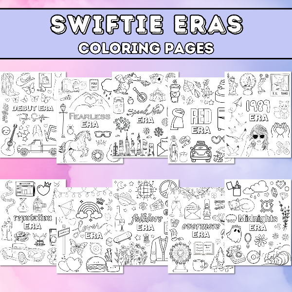 Taylor Swift Eras Coloring Pages | Instant Download | Inspire Uplift