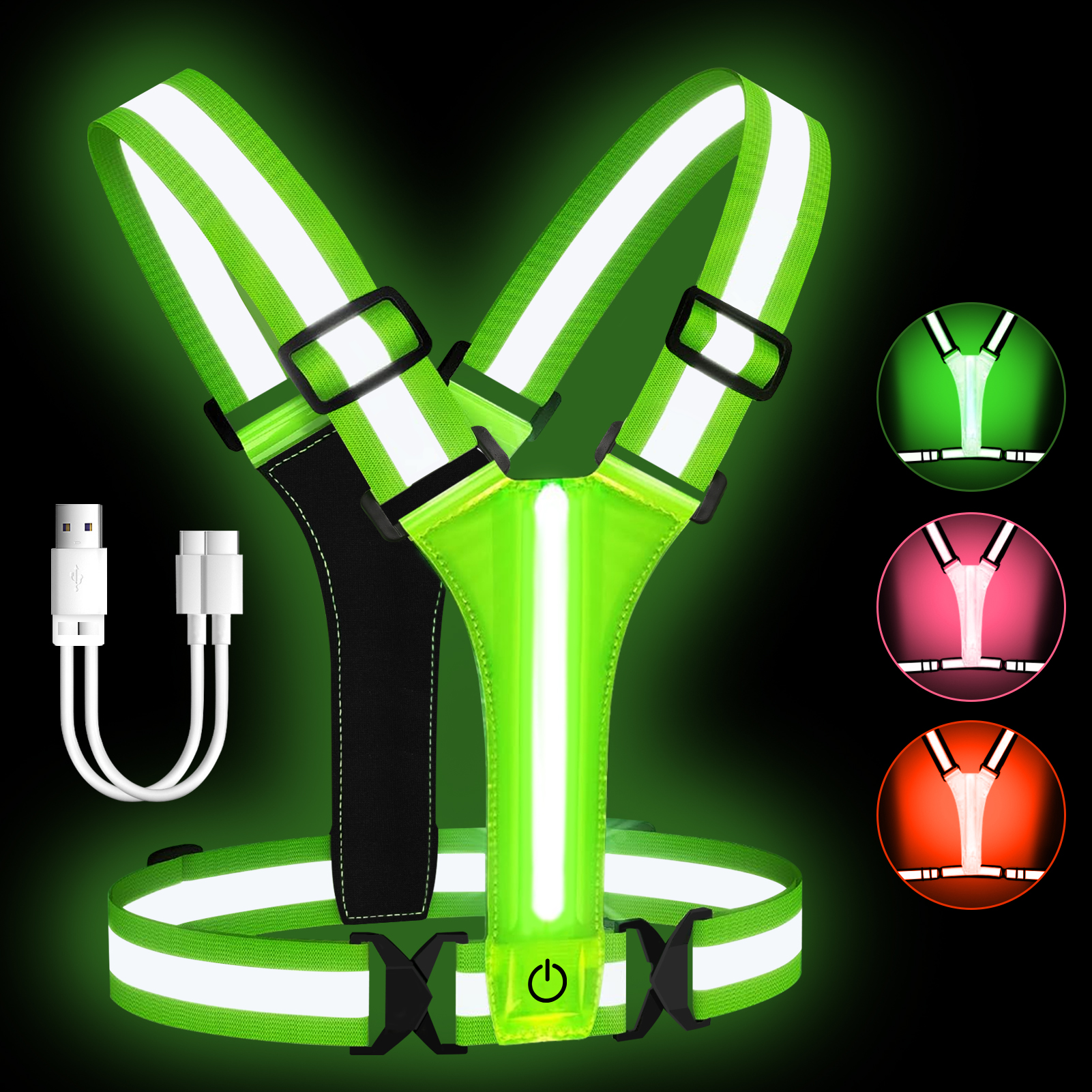 USB Rechargeable LED Safety Vest - High Visibility Running | Inspire Uplift