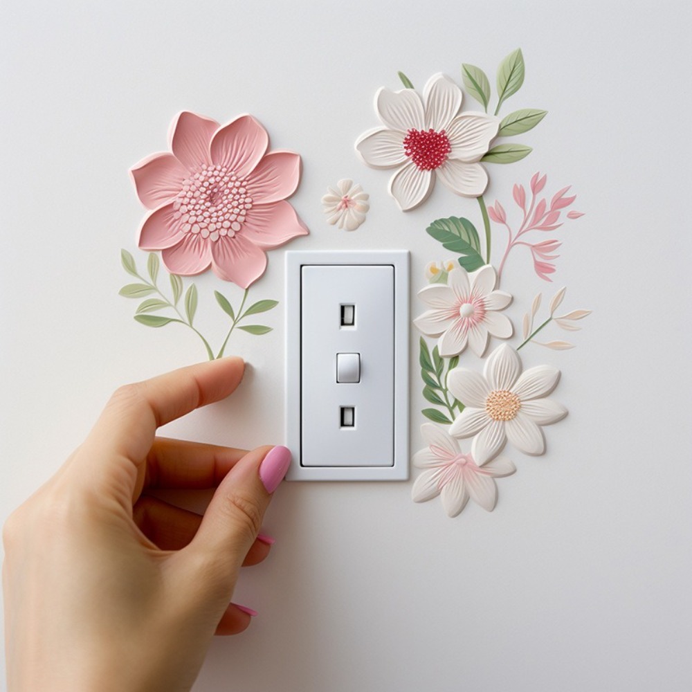 Beautiful Flowers Switch Wall Sticker, PVC Waterproof | Inspire Uplift