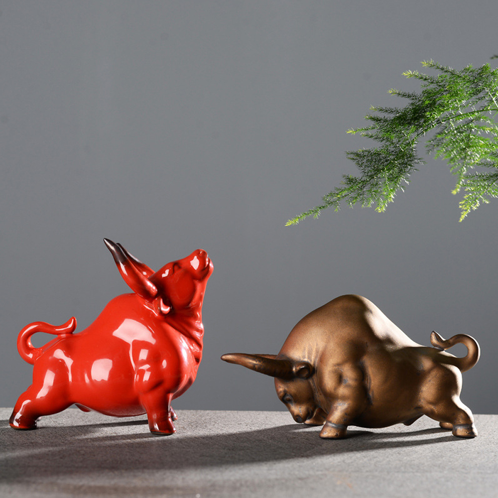 Luxury Ceramic Bull Statue Desk Ornament | Inspire Uplift