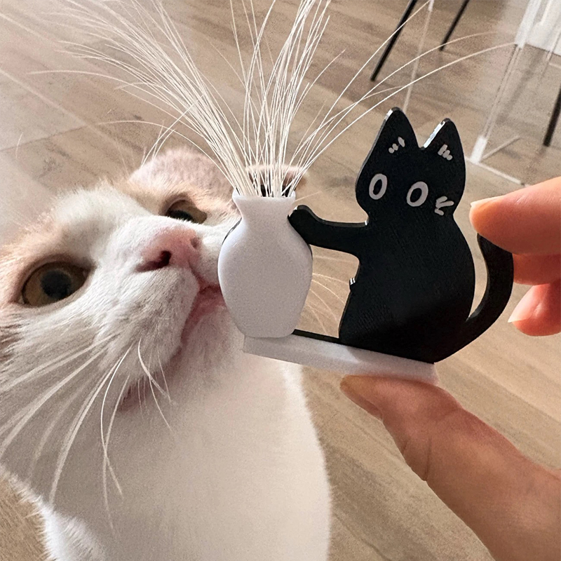 Black Cat Pushing Vase Refrigerator Magnet, Home Decor | Inspire Uplift