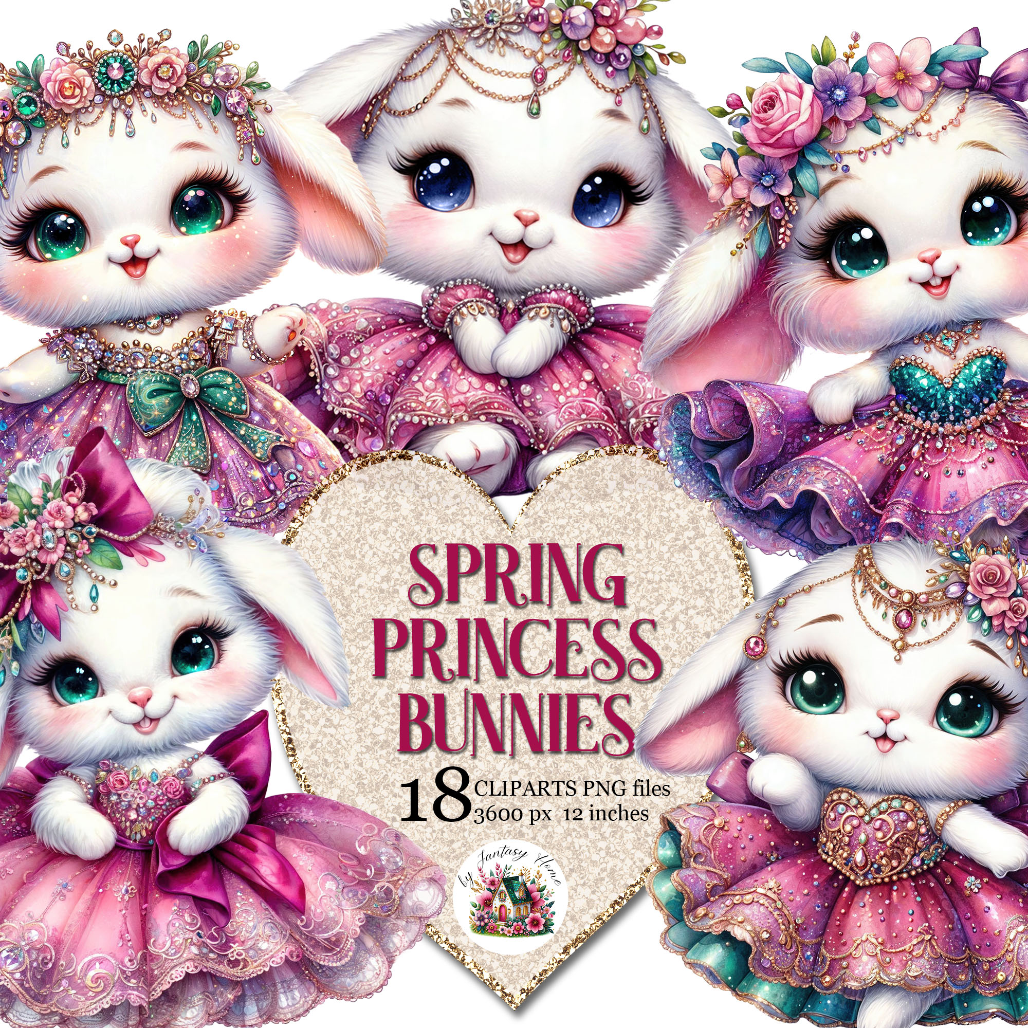 Happy Easter clipart spring clipart cute watercolor cute bun | Inspire ...