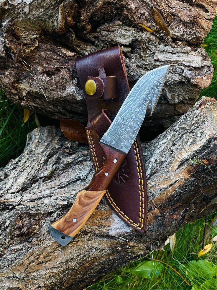 Damascus Steel Gut-hook Skinning Knife, hunting knife, knife | Inspire ...