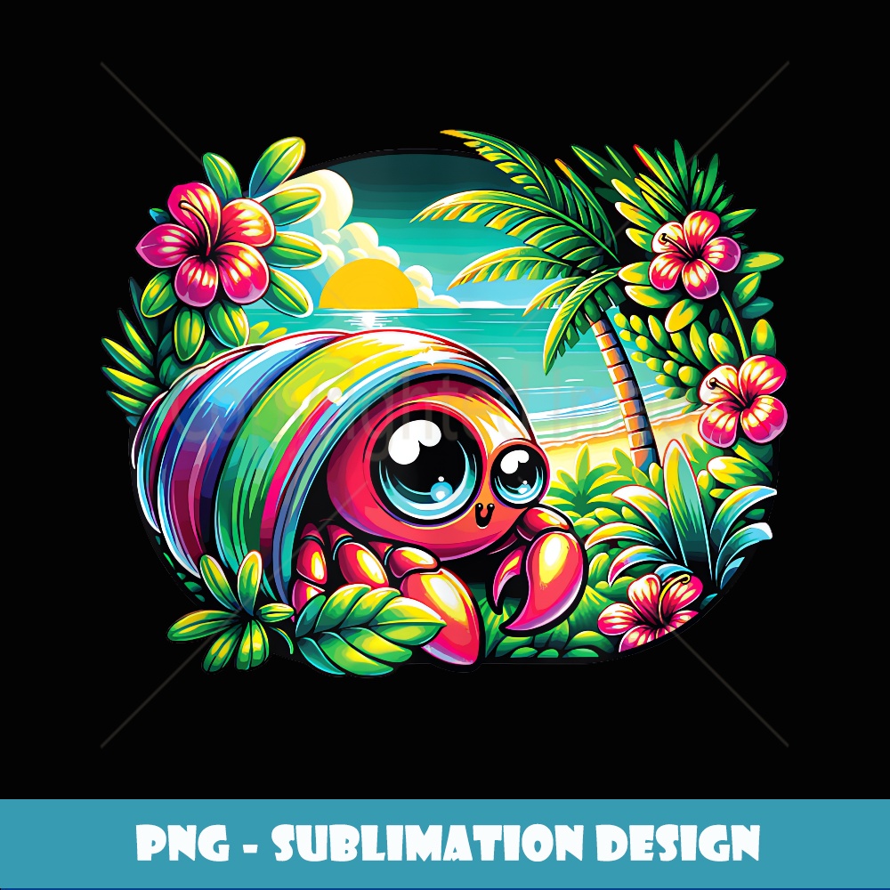 Hermit Crab Anime with Tropical Beach, Kawaii Hermit Crab - | Inspire ...