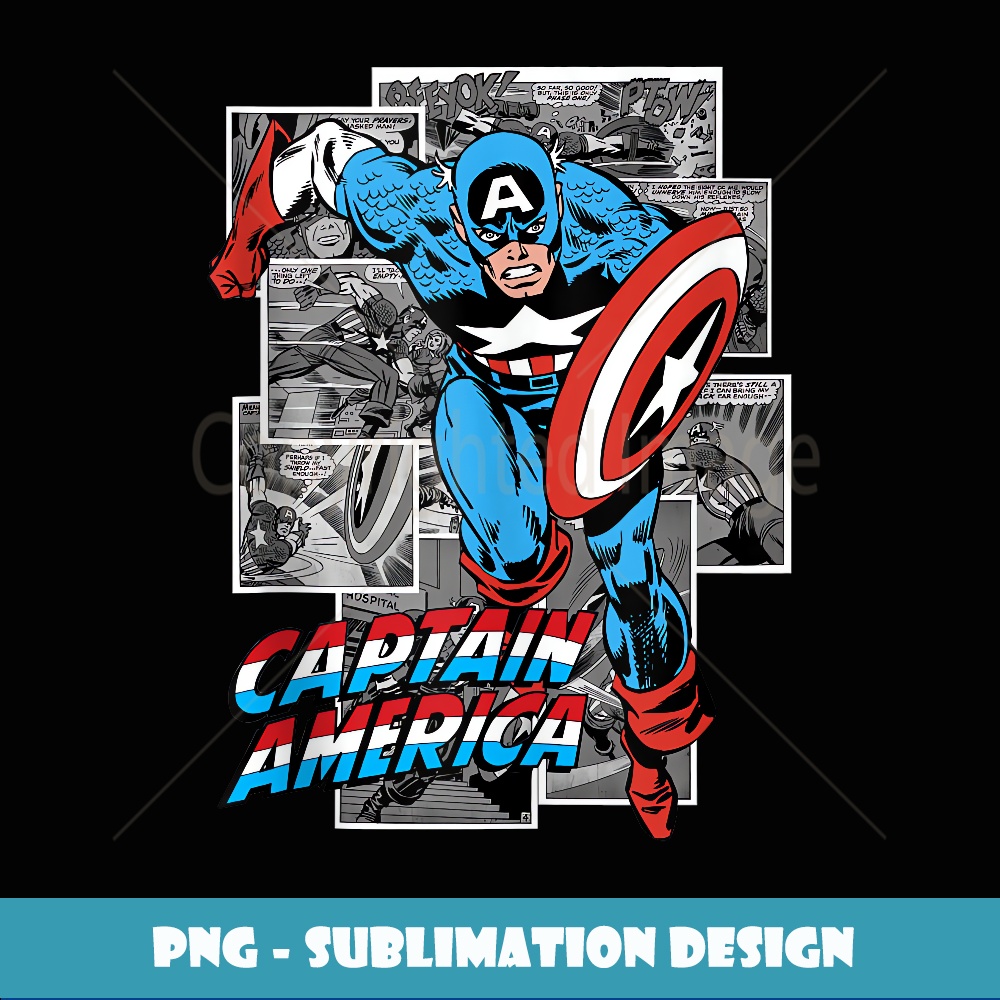 Marvel Avengers Captain American Comic Panel Portrait - Arti | Inspire ...