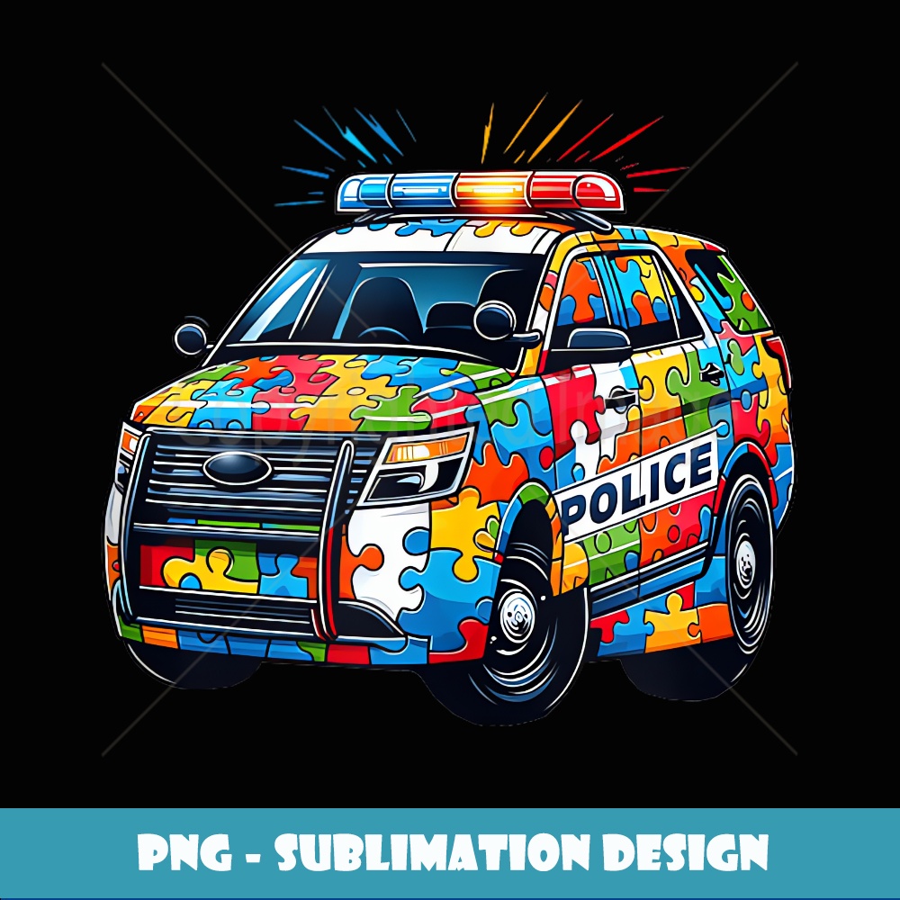 Police Car Puzzle Pieces Autism Awareness Month Support - PN | Inspire ...