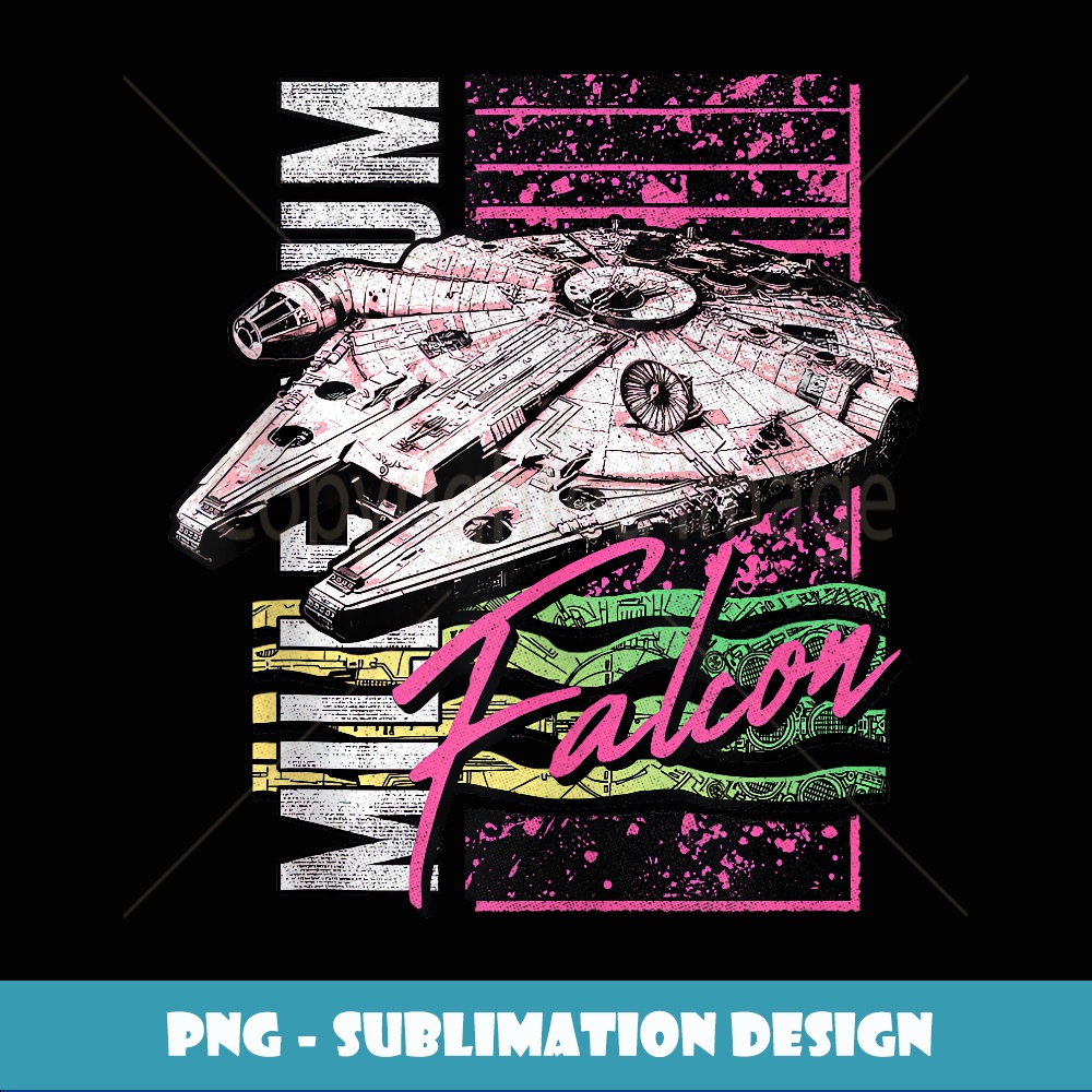 Star Wars Neon Vintage Millennium Falcon - Sublimation-Ready | Inspire ...