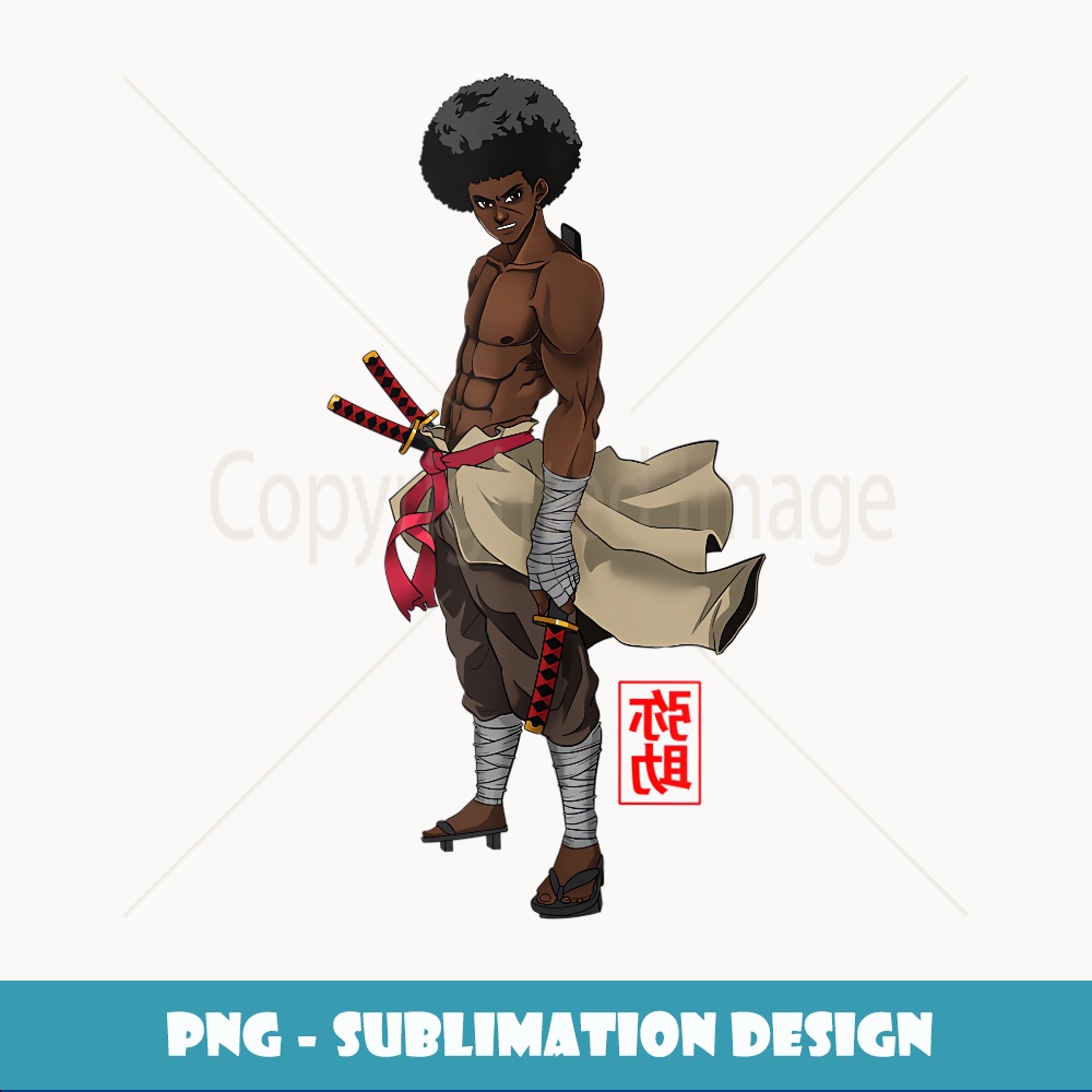 Samurai Afro Black Yasuke Sengoku Warrior Ronin Anime Fan - - Inspire ...