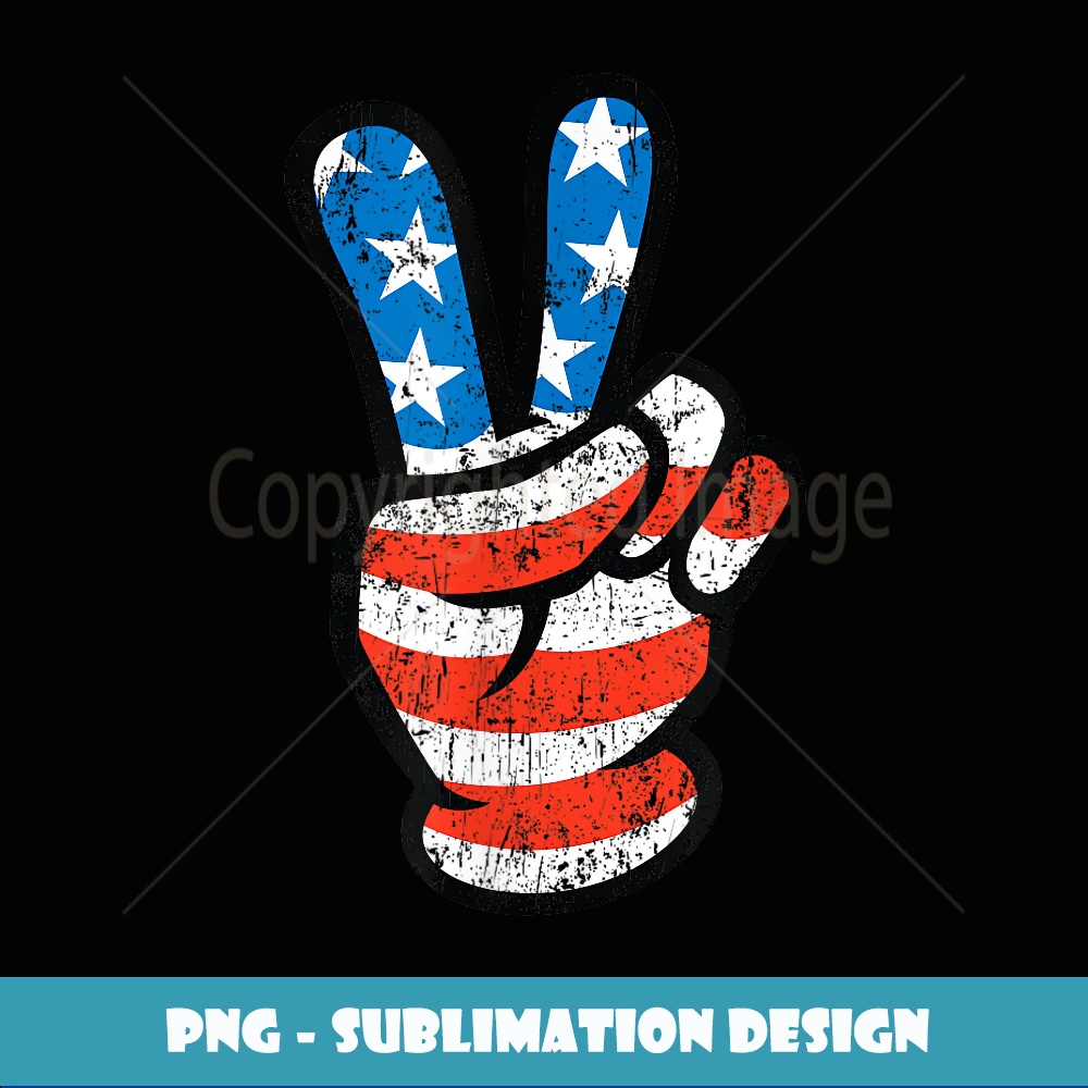 American Flag Peace Sign Hand Fourth of July - Professional | Inspire ...