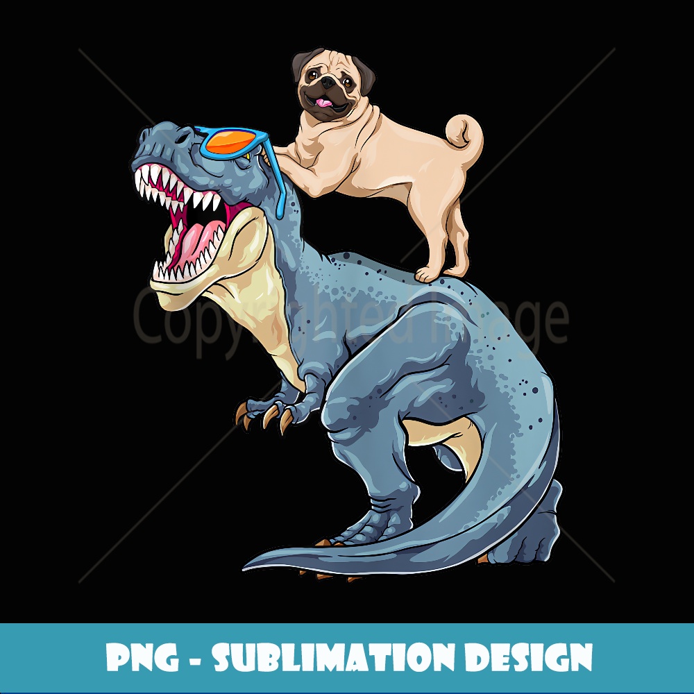 Pug Riding Dinosaur T-Rex Dog Rainbow Dino Funny Tank Top - | Inspire ...