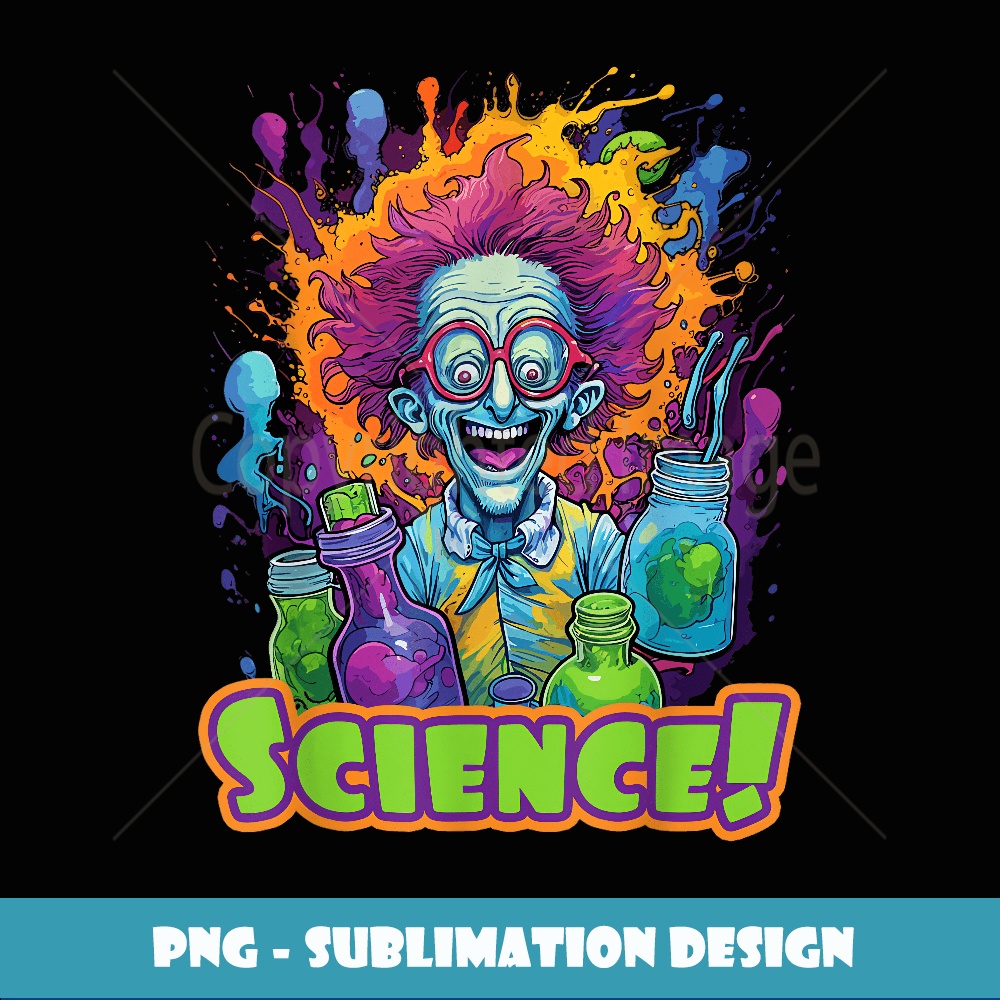 Funny Mad Scientist Cartoon Retro Vintage Science - High-Qua | Inspire ...