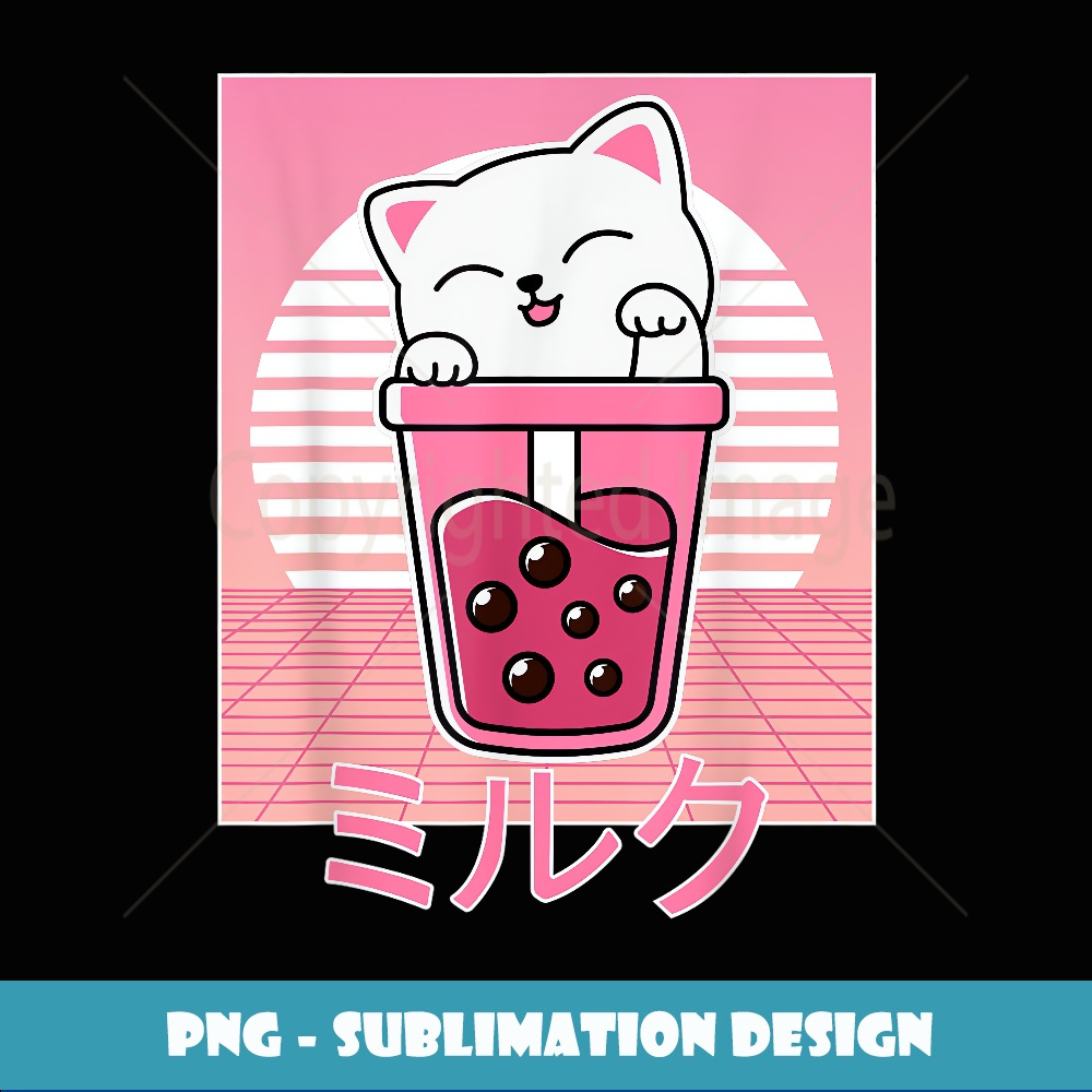 Kawaii Cat Boba Tea Cat Bubble Tea Japanese Anime Boba Cat - | Inspire ...