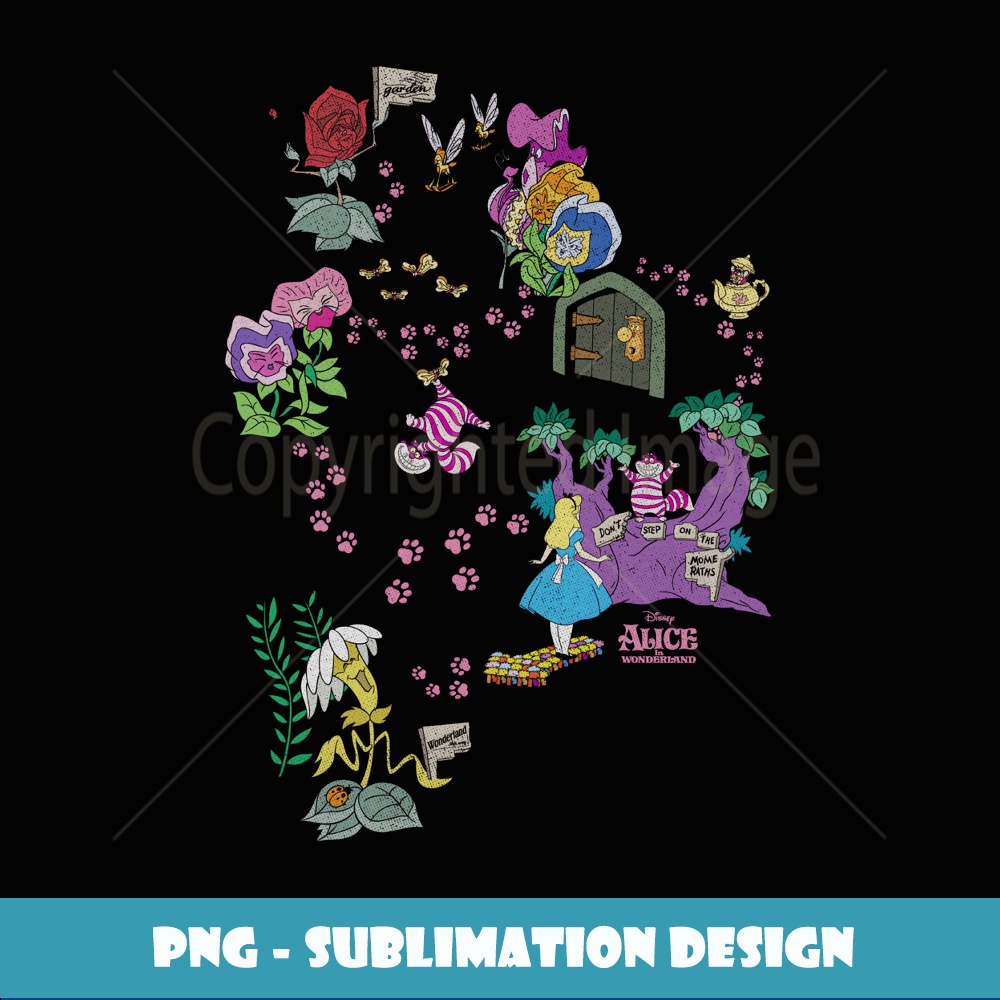 Disney Alice In Wonderland Cheshire Cat Paw Prints Map - Ins | Inspire ...