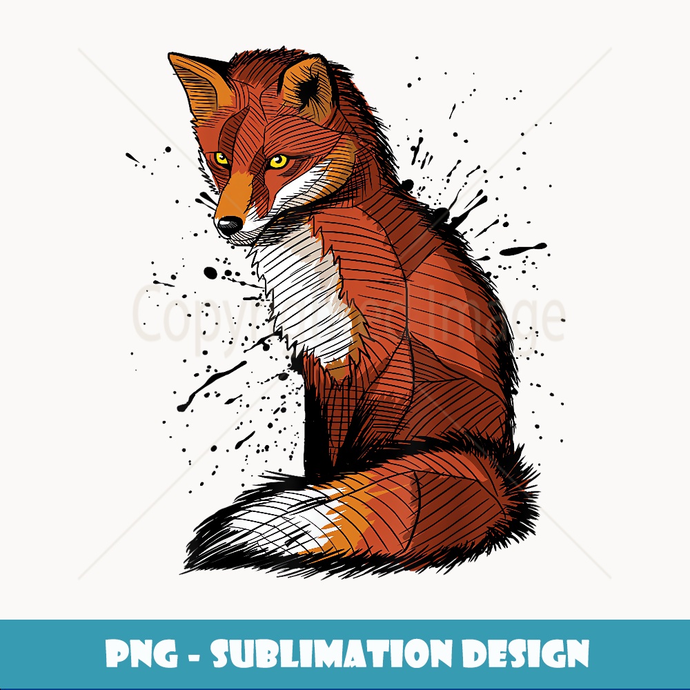 Artistic sketch of a Fox, ink splatter - Special Edition Sub | Inspire ...