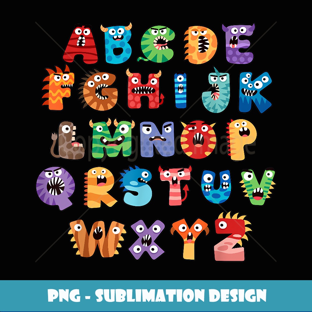 Alphabet Halloween Teacher Kids Cute Monster Alphabet ABC - | Inspire ...