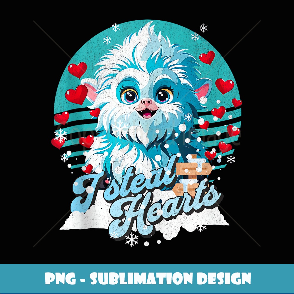 Cute Yeti With Hearts Valentines Day I Steal Hearts - Retro | Inspire ...