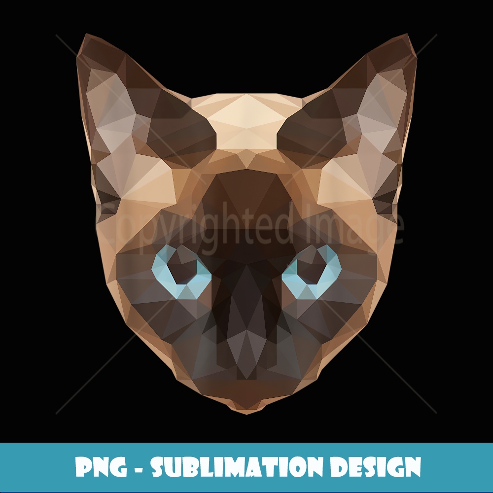 Low Poly Geometric Siamese Cat Face - Premium PNG Sublimatio | Inspire ...