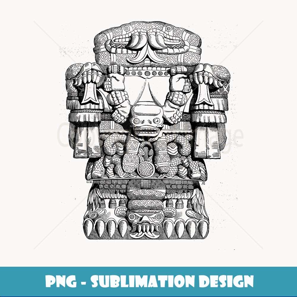 Coatlicue Mother of Gods Aztec Statue Line Art - PNG Sublima | Inspire ...