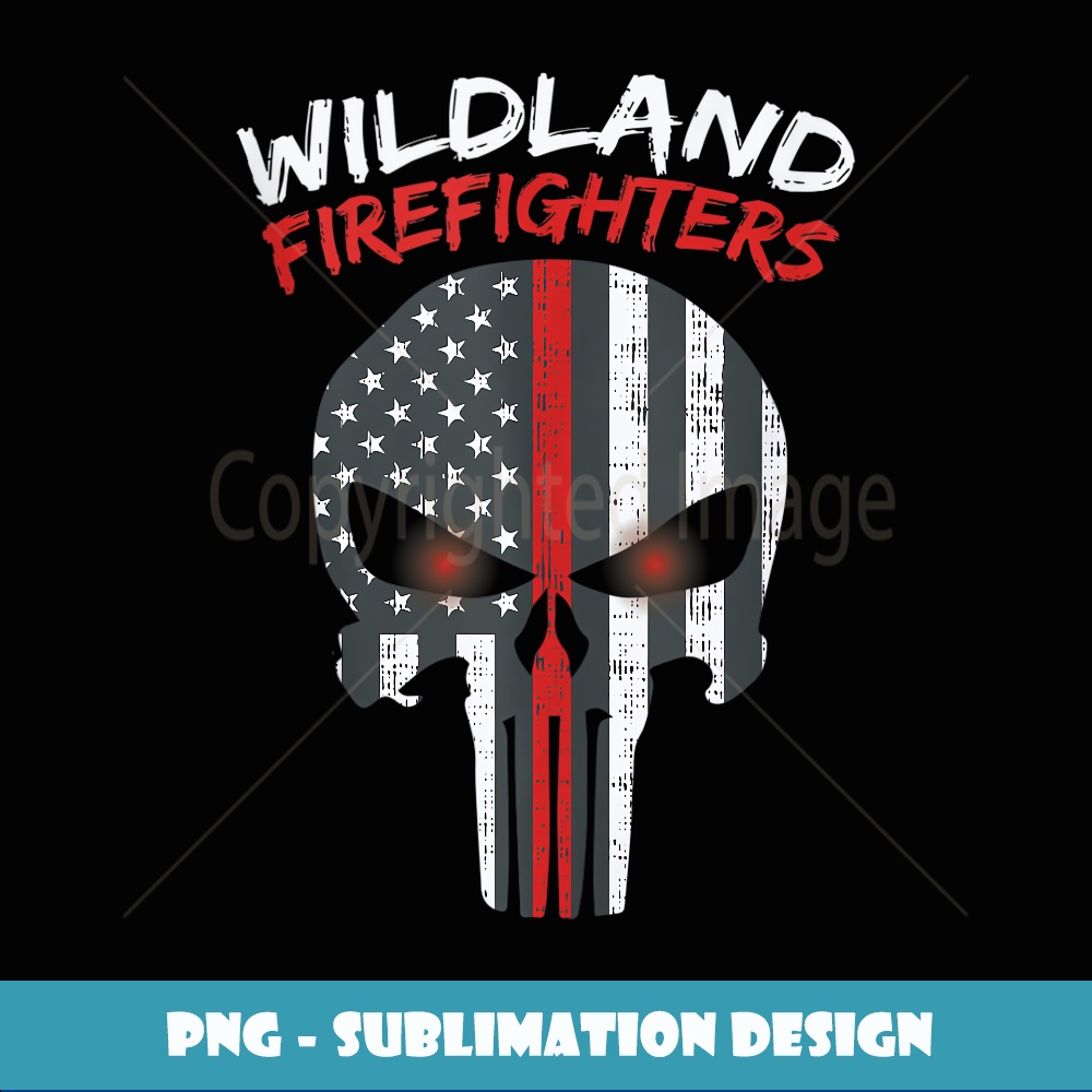 Mens USA Flag hin Red Line Skull Wildland Firefighter Gift - | Inspire ...