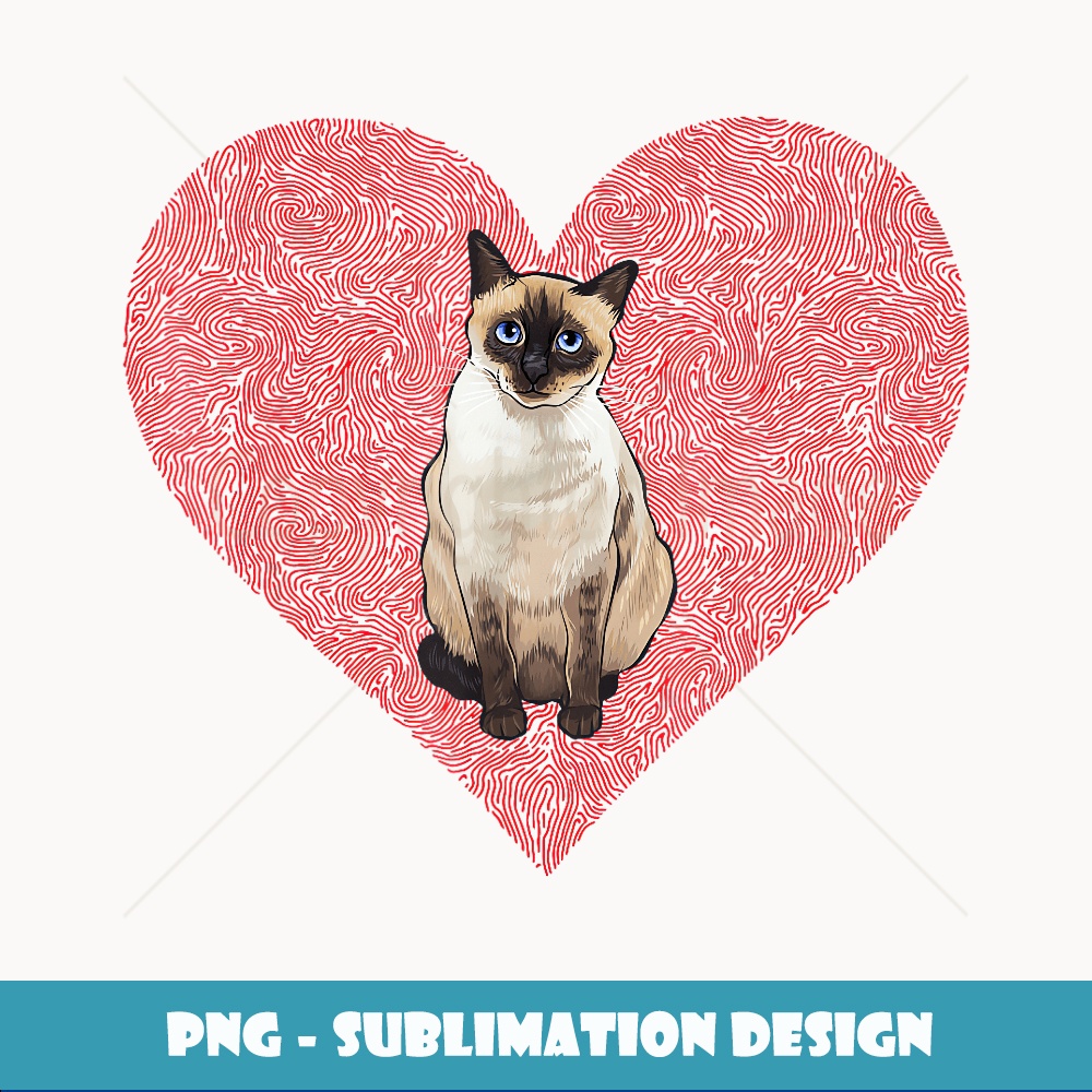 Siamese Valentines Day Cat Love Fingerprint - High-Resolutio | Inspire ...