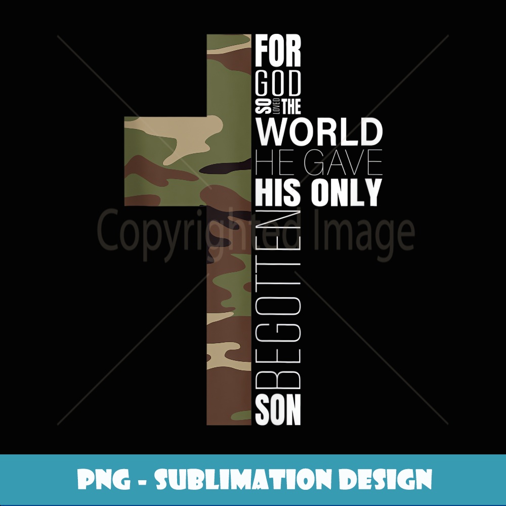 Green Camo Christian Cross Bible Verse Gifts Men John 316 - | Inspire ...