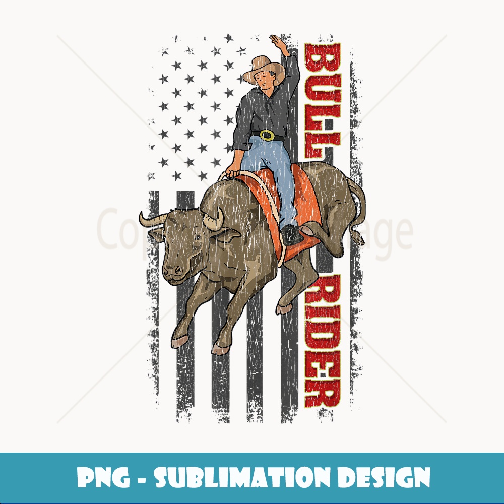 Vintage American Flag Bull Riding Tee Rodeo Bull Rider - PNG | Inspire ...