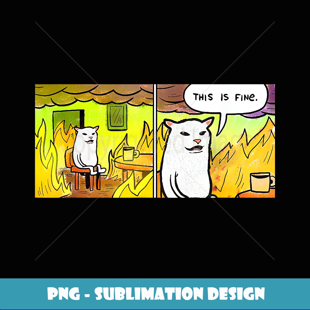 This is fine burning cat meme - Modern Sublimation PNG File | Inspire Uplift