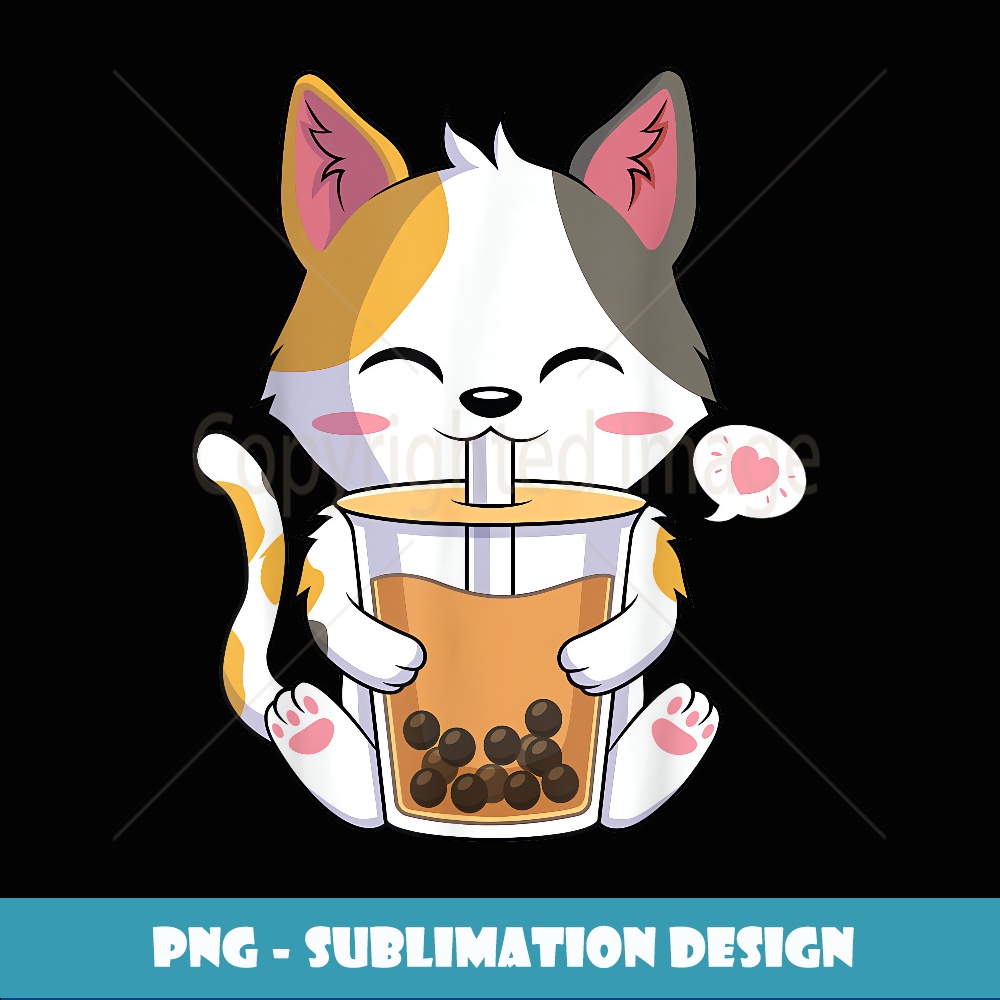 Kawaii Anime Cat Drinking Boba Bubble Tea Lover - Trendy Sub | Inspire ...