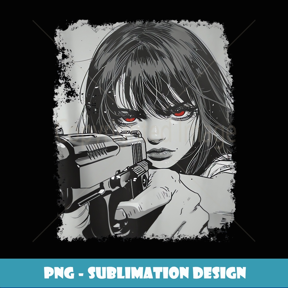 Japanese Art Gun Manga Otaku Revolver Anime Girl - PNG Subli | Inspire ...