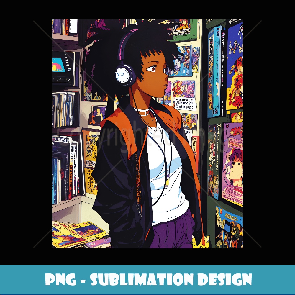 Anime Black girl Lofi Music 90s Retro Afro Cartoon - Stylish | Inspire ...