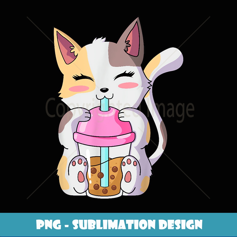 Cat Boba Tea Anime Kawaii Neko Bubble Tea n Girl Boba Cat - | Inspire ...